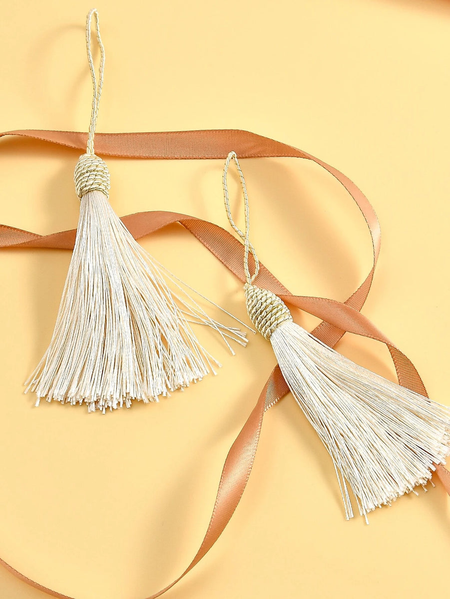 Luxury Ivory Tassels – Pack of 10 | Elegant Bookmarks & Craft Accents – Indi & Oak