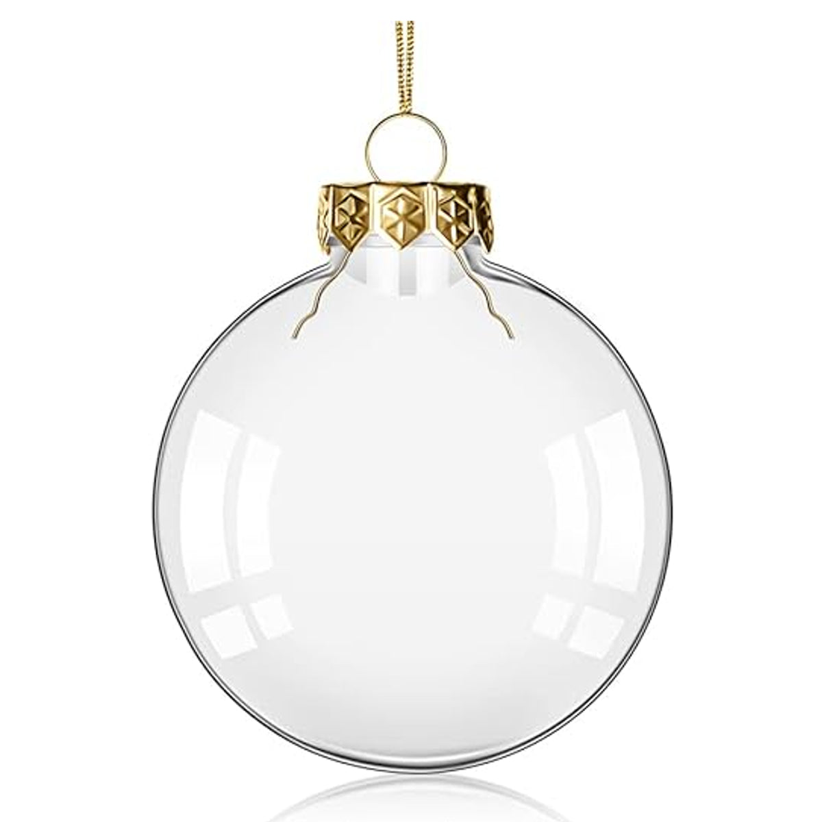 Clear Fillable Flat Round Christmas Baubles – Set of 5 Gold Cap for Cu ...