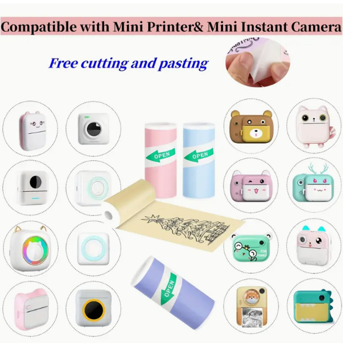 Self-Adhesive Color Thermal Printing Paper – Pack of 10 Mini Rolls ...