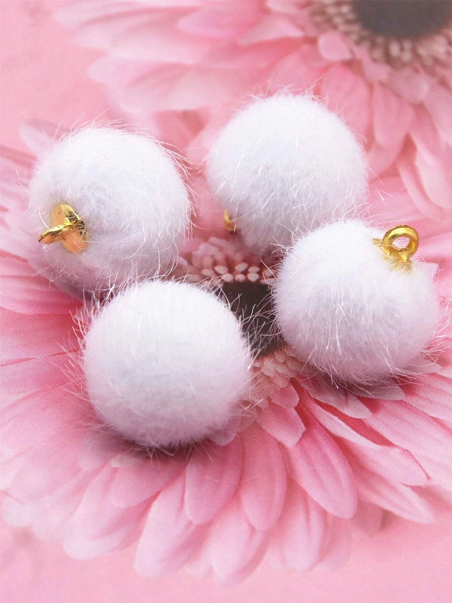 Fluffy White Button Pom Pom Charms – Indi & Oak