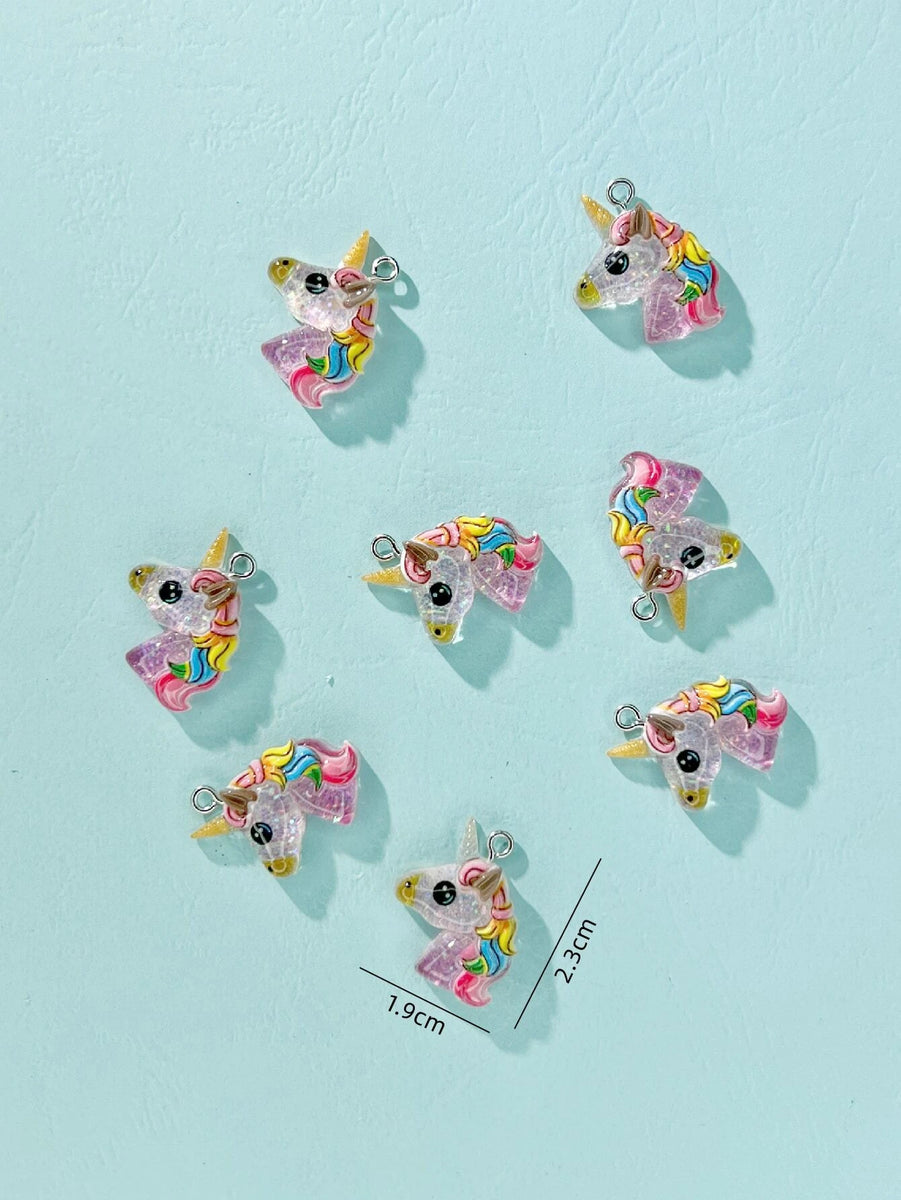Unicorn Resin Glitter Charms – Set of 5 Sparkly Fantasy Embellishments ...