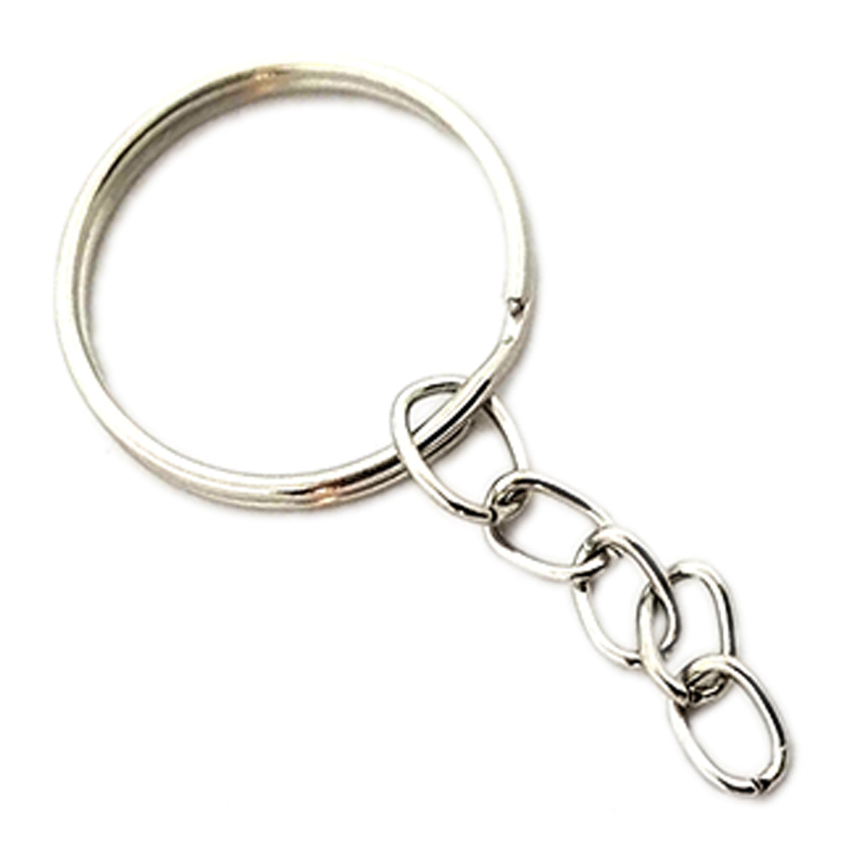 28mm Silver Split Ring with Chain - Set of 50 Secure Closure for Keych ...